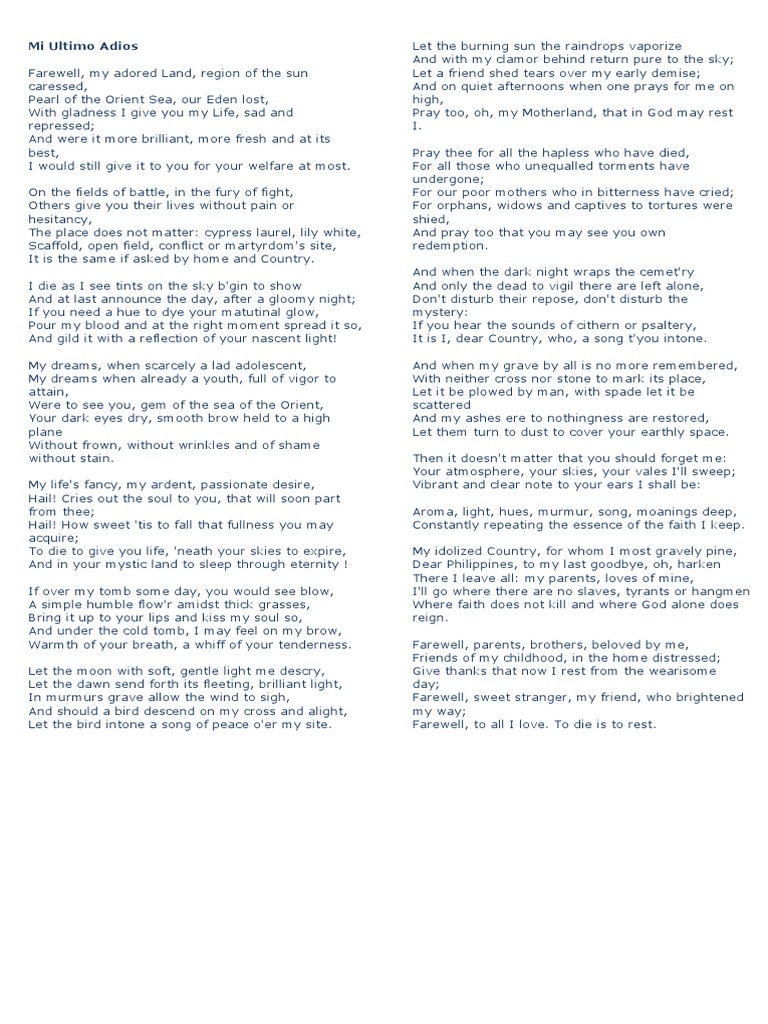Mi Ultimo Adios | PDF | Philippines