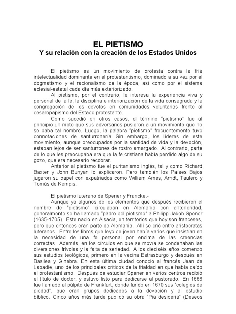 El Pietismo | PDF | metodismo | Luteranismo