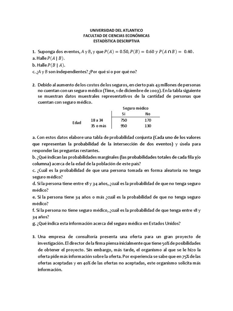 Ejercicios Probabilidad | PDF | Probabilidad | Probabilidades y estadísticas