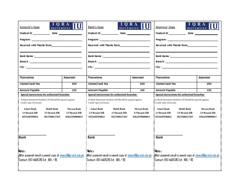 Alumni Fee Voucher Updated | PDF | Payments | Banking Technology