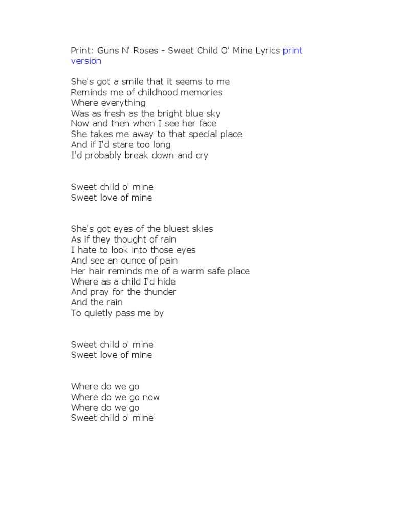 Sweet Child of Mine GunNRoses | PDF