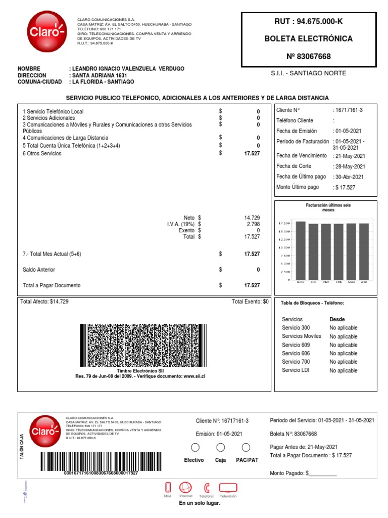 Boleta Claro Internet | PDF | Comunicación | Medios de comunicación en masa