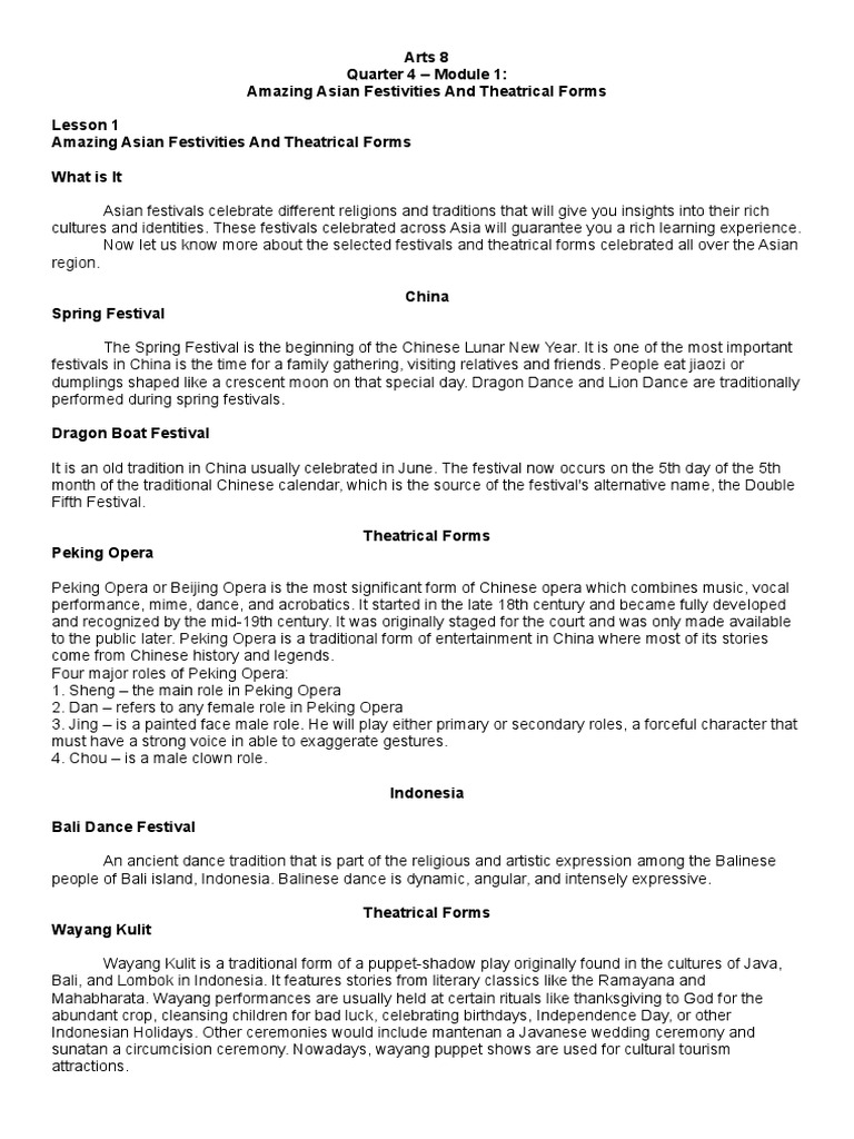 Arts 8 Modular Activities | PDF | Bali