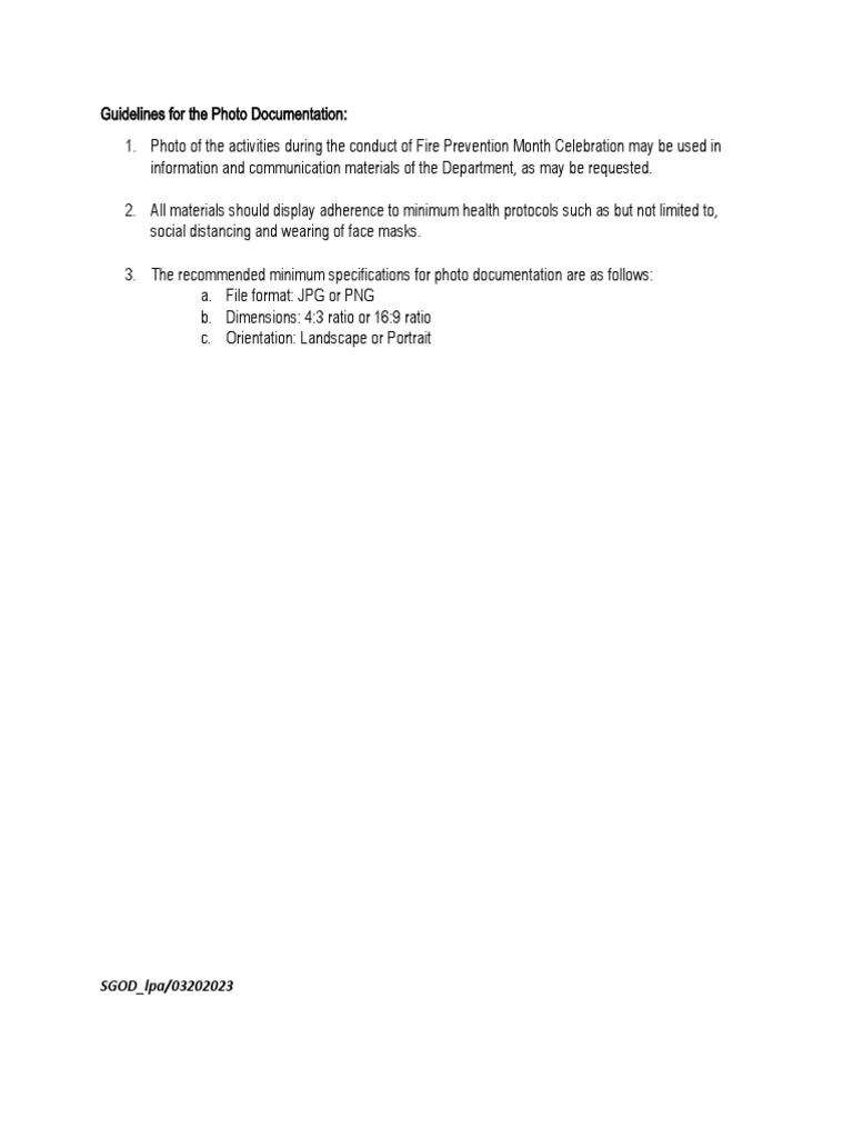 Guidelines For Photo Documentation | PDF