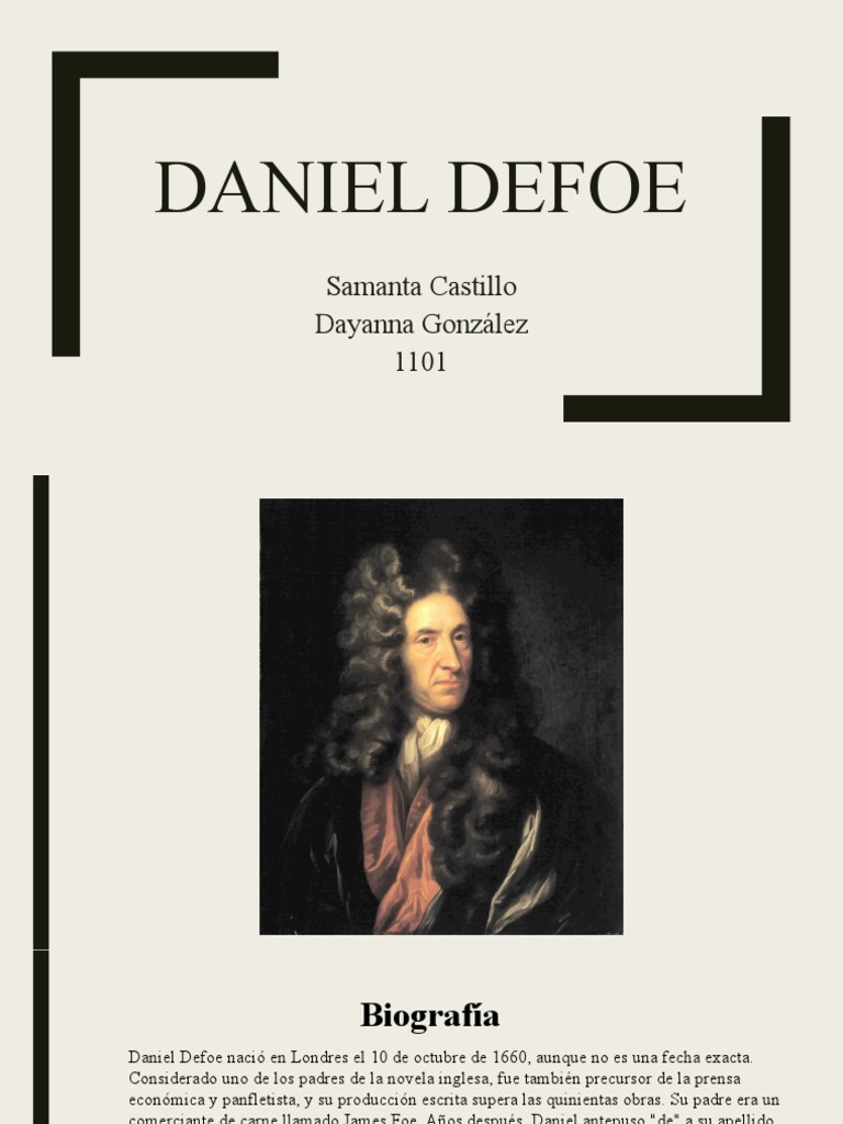 Biografía de Daniel Defoe y sus obras | PDF | Daniel Defoe | Robinson ...