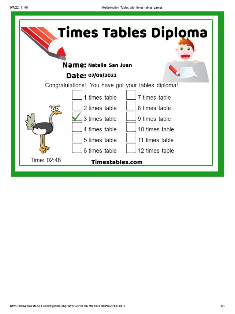 Multiplication Tables Games | PDF