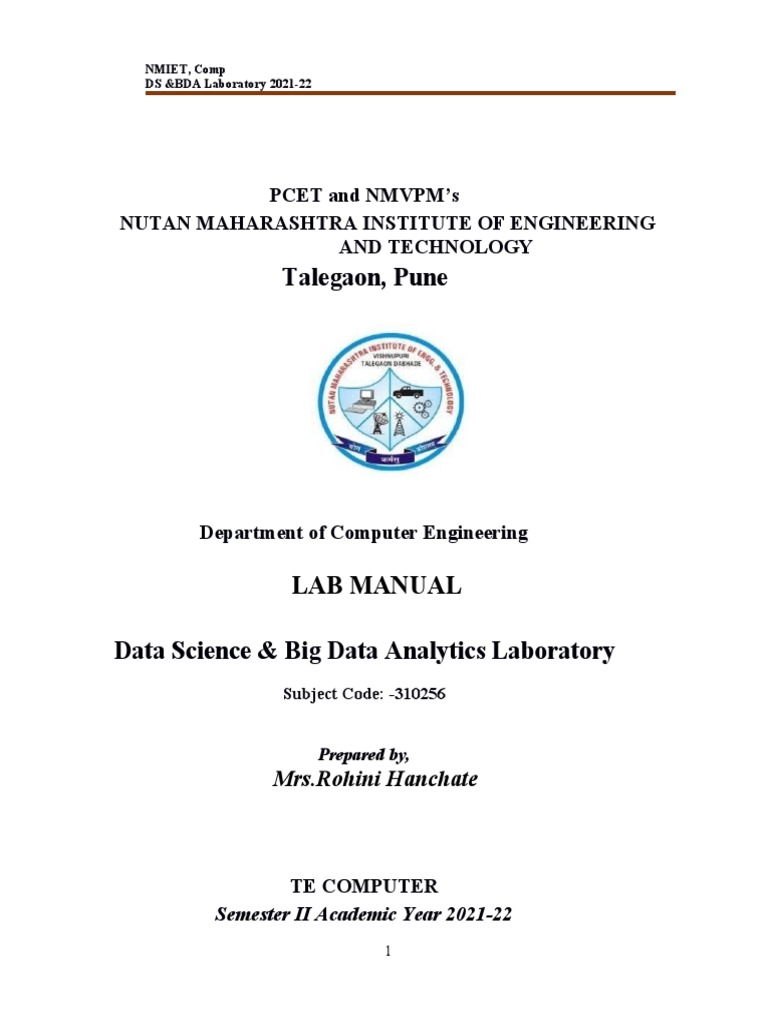 Lab Manual Ds&Bdal | PDF | Regression Analysis | Statistics