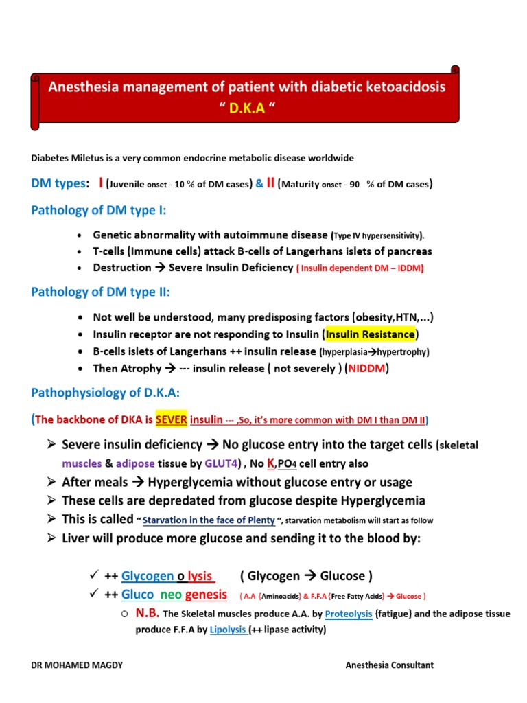 DKA Anesthesia Management. DR M Magdy | PDF
