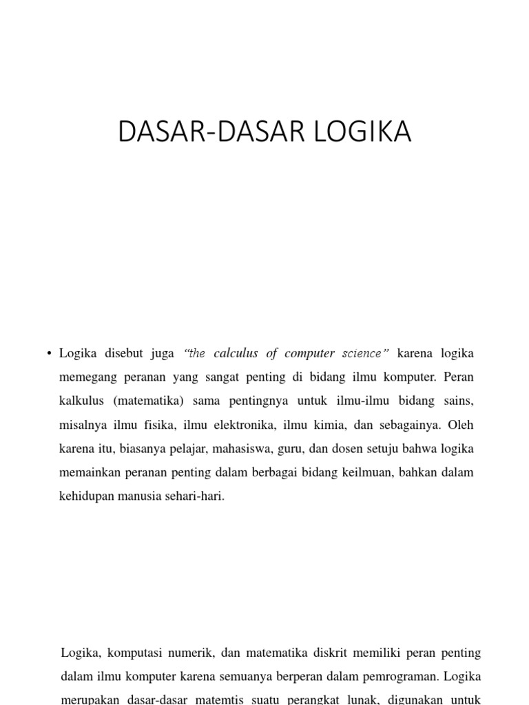 Pentingnya Logika dalam Ilmu Komputer | PDF