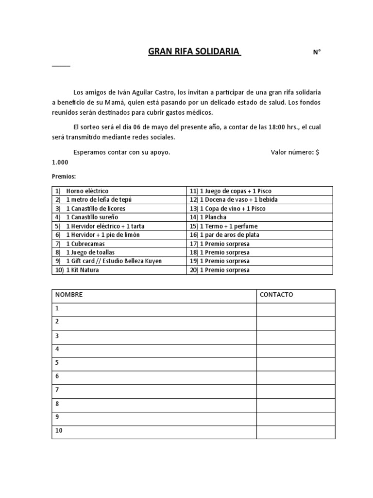 Gran Rifa Solidaria | PDF | Cocina, comidas y vino