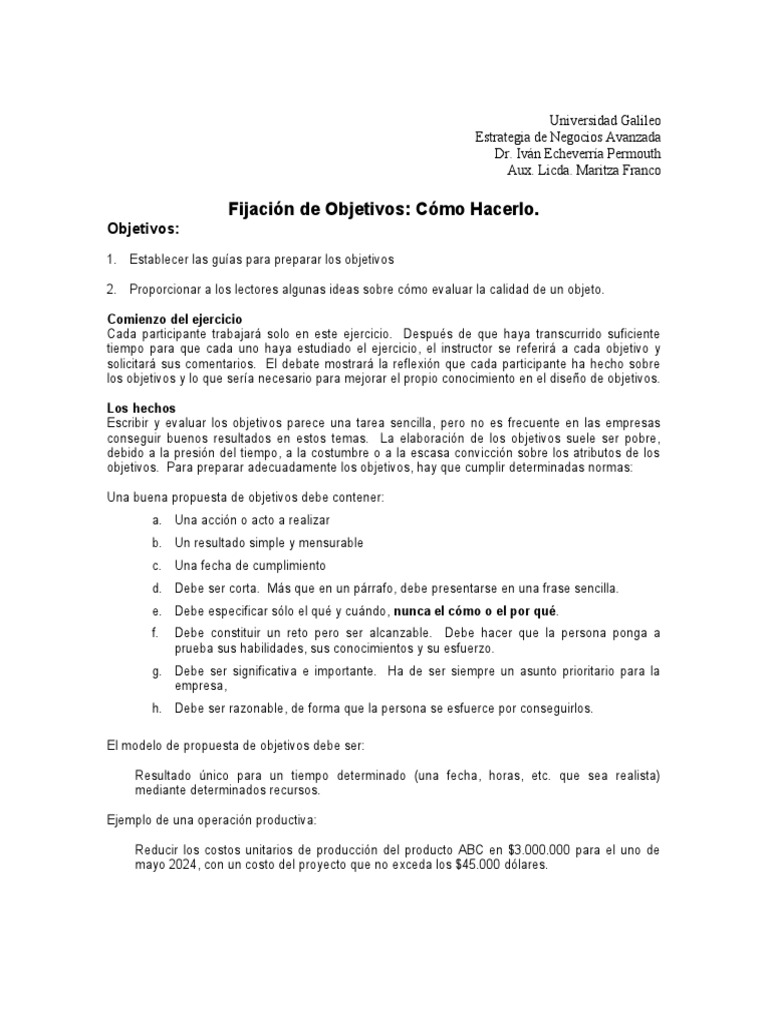 Fijaci N de Objetivos | PDF