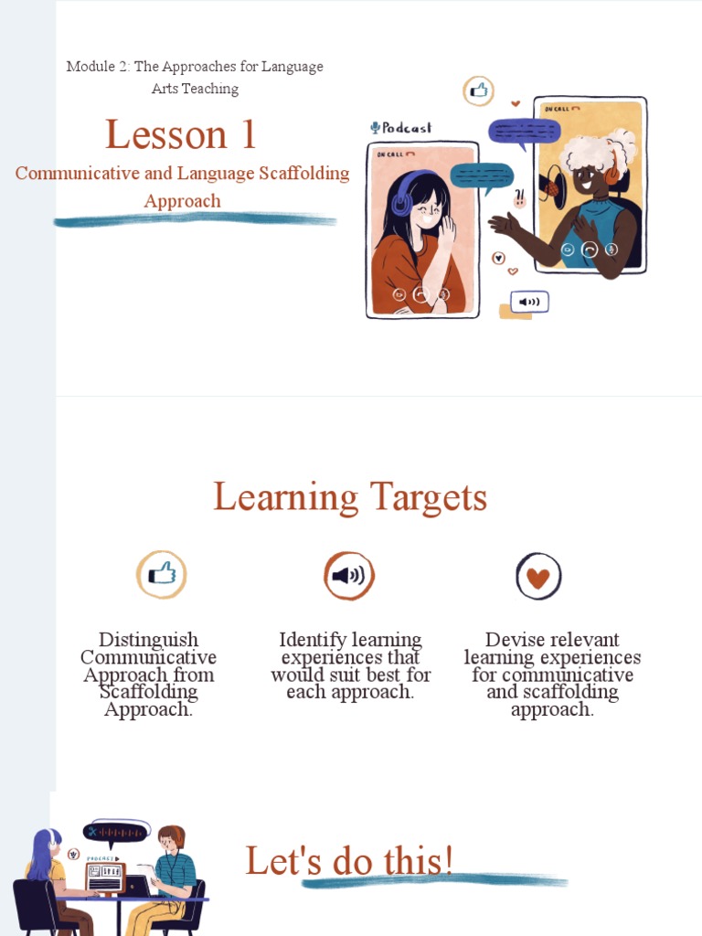 Lesson 1: Communicative and Language Scaffolding Approach | PDF ...