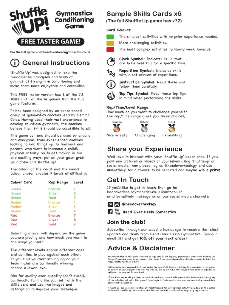 Shuffle Up Gymnastics Free Game | Download Free PDF | Foot