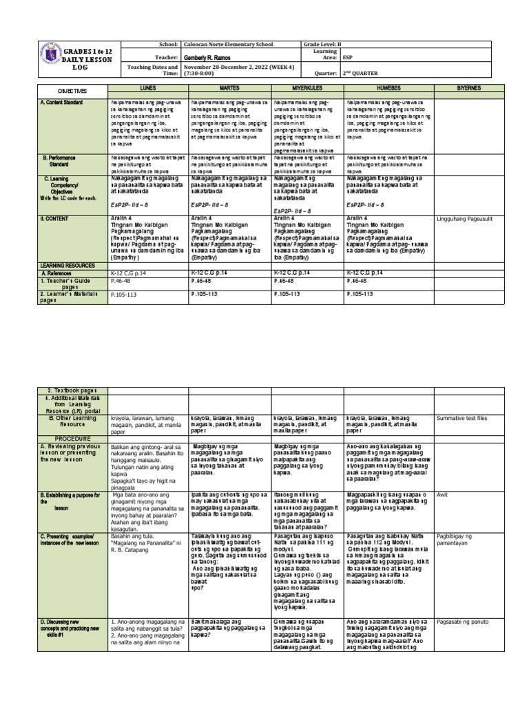 Esp 2 Dll. Q2 Week4 | PDF
