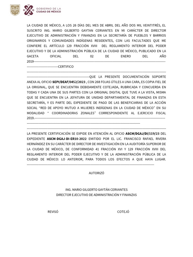 Ejemplo de Certificación | PDF | México | Ciudad de México