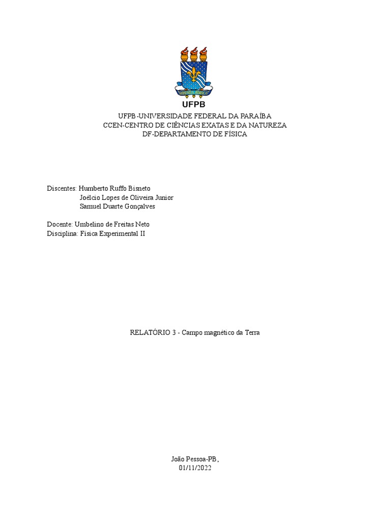 Relatório 3 Fis Exp | PDF | Magnetismo | Campo magnético