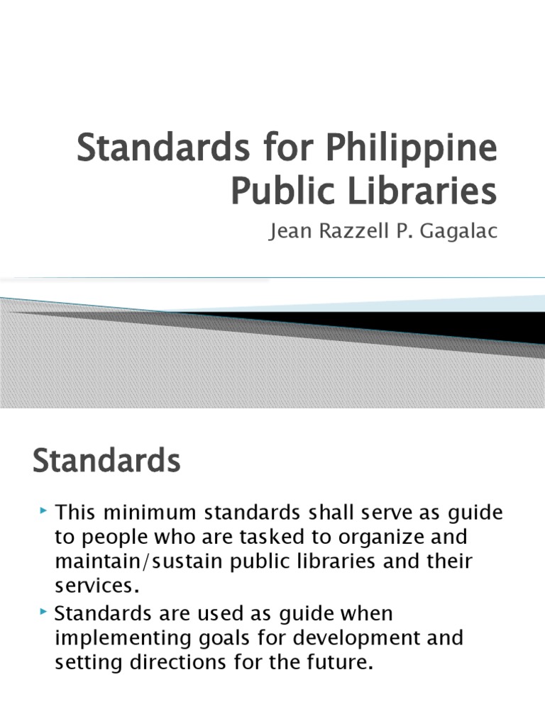 Philippine Public Library Standards | PDF | Libraries | Public Library