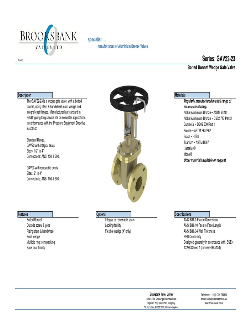BrooksBank GateValve FlangeBelow4 | PDF | Valve | Mechanical Engineering