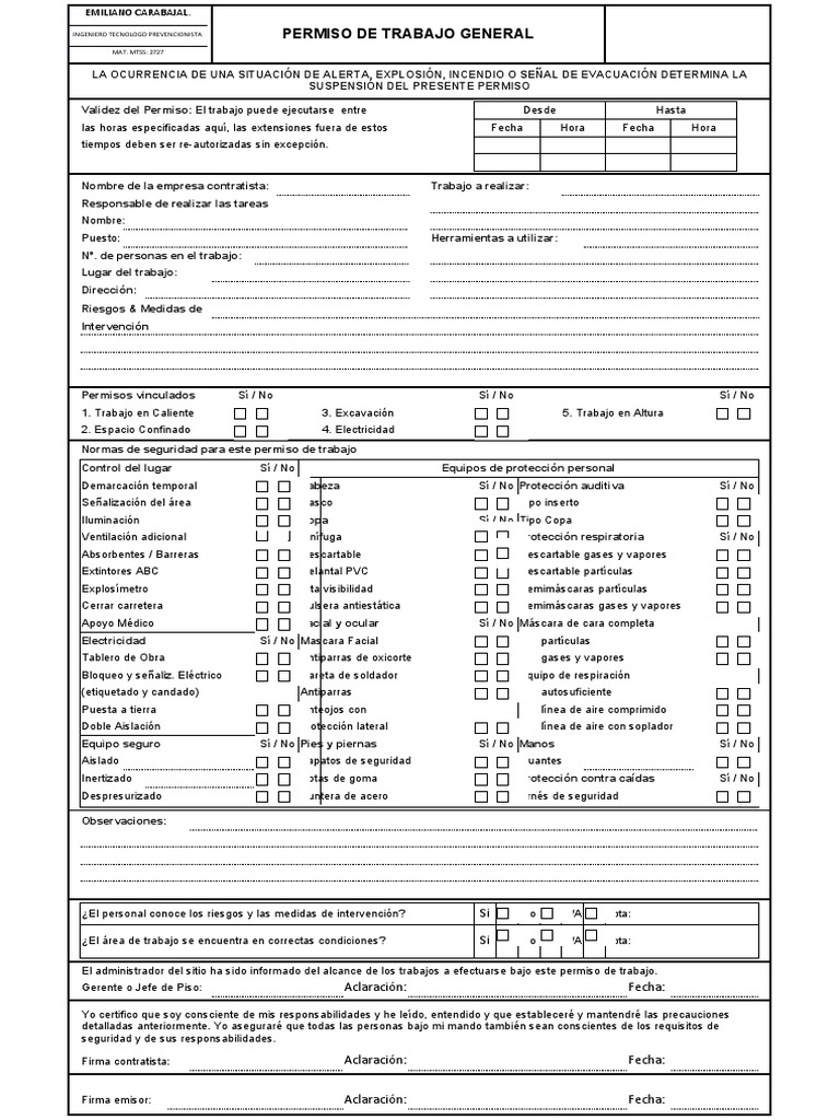 Formato - Permisos de Trabajo | PDF | Soldadura | Construcción