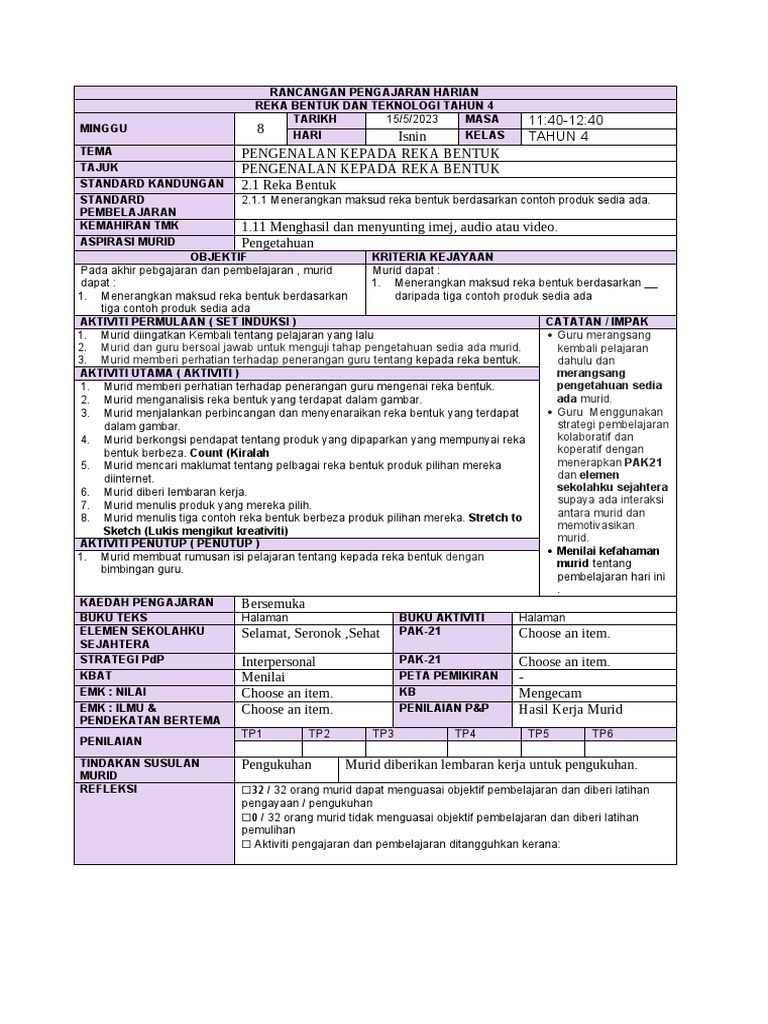 RBT Tahun 4 Minggu 8 | PDF