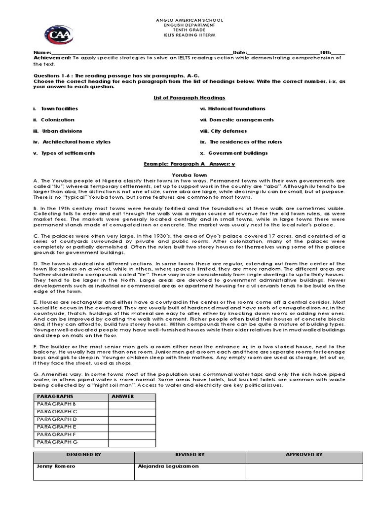 IELTS Reading - Matching Headings - Assessment | PDF | Buildings And ...