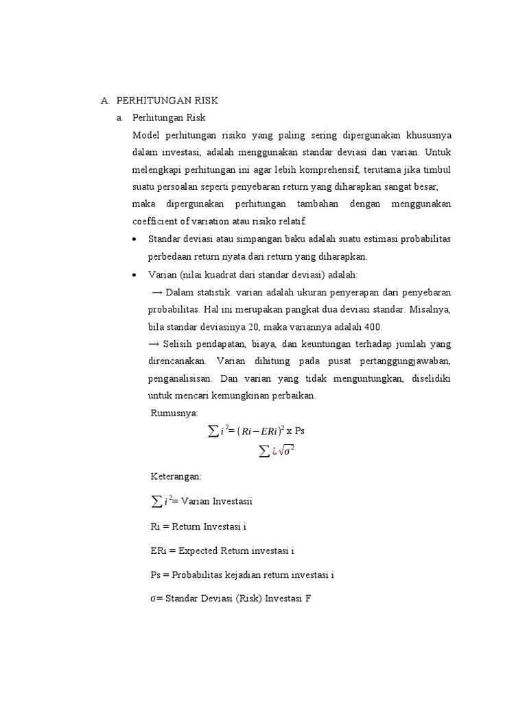 RUMUS RISK AND RETURN | PDF