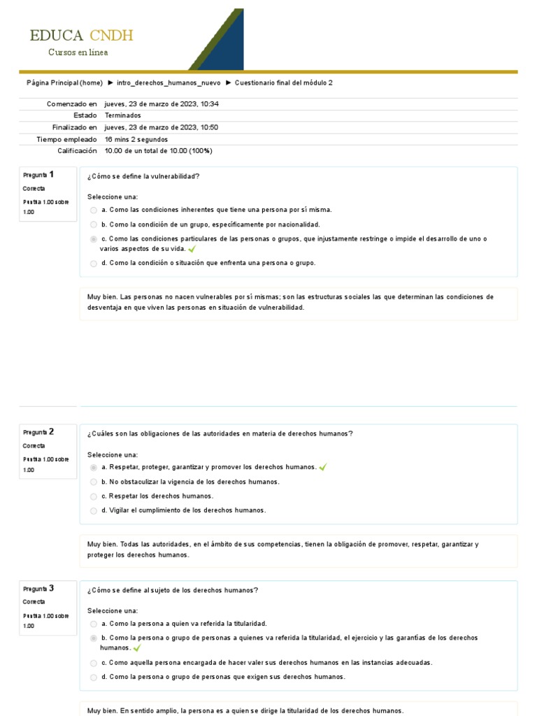 Cuestionario Final Del Módulo 2 | PDF | Derechos humanos | Discriminación