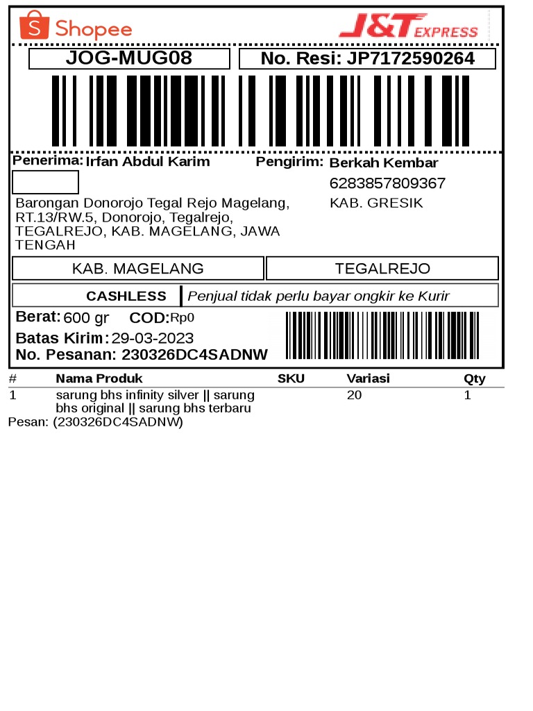 Label Pengiriman 1 | PDF