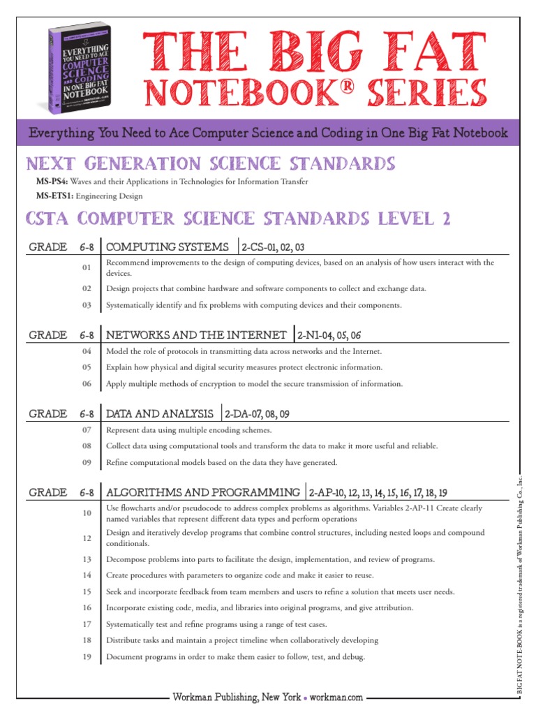 Notebook Series: Next Generation Science Standards Csta Computer Science Standards Level 2 | PDF ...