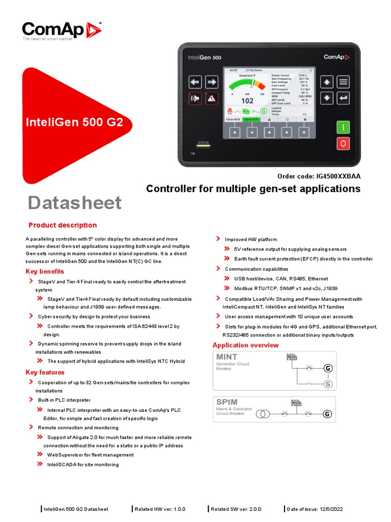 Inteligen 500 g2 Datasheet | PDF | Alternating Current | Programmable Logic Controller