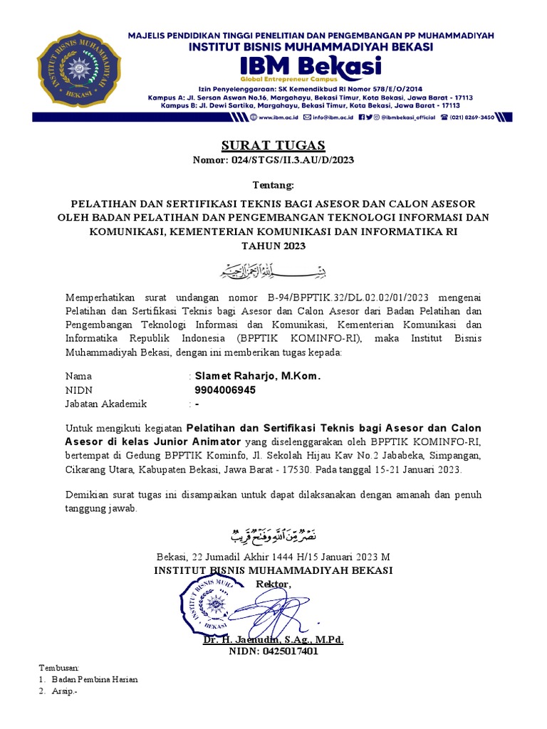 Pelatihan Asesor BPPTIK 2023 | PDF