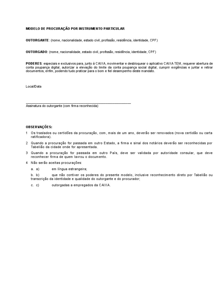 Modelo de Procuração Por Instrumento Particular | PDF