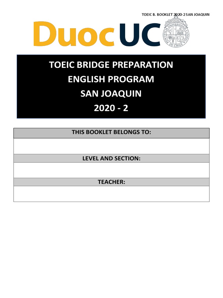TOEIC Bridge Preparation Guide 2020-2 | PDF | Question | Reading ...