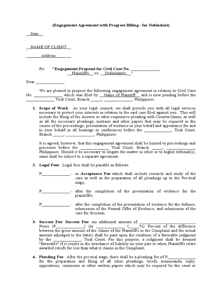 Engagement Agreement for Progress Billing | PDF