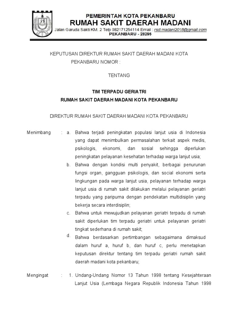 SK TIM TERPADU GERIATRI RSD Madani OK | PDF