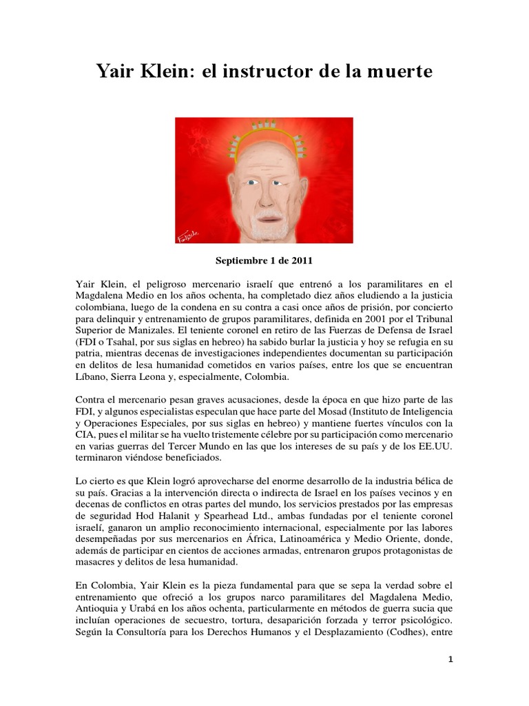 Yair Klein: Mercenario y Criminal de Guerra | PDF | Israel | Política ...