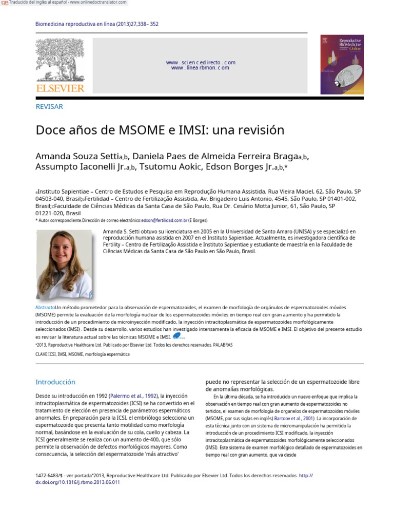 Revisión de MSOME e IMSI en Fertilidad | PDF | Semen | Anatomía