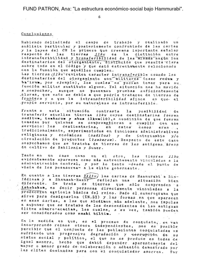 D) FUND PATRON, A. - La Estructura Económico-social Bajo Hammurabi | PDF