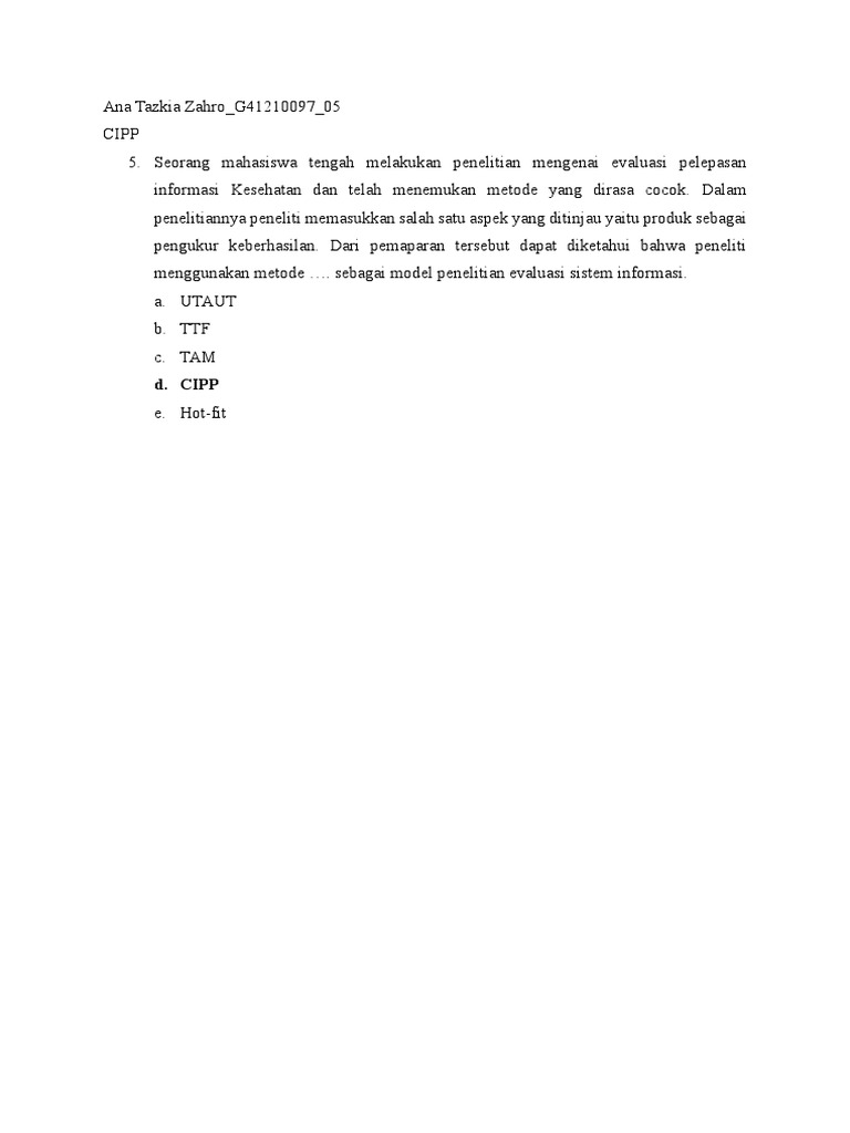 CIPP - Ana Tazkia Zahro | PDF | Karier & Perkembangan