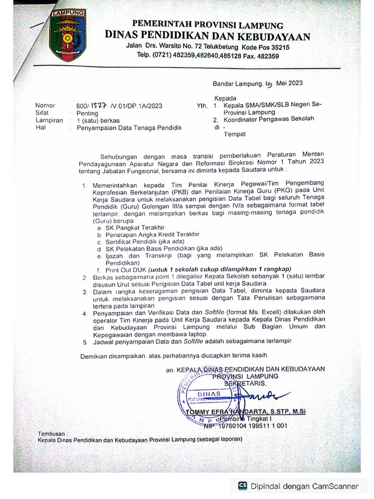 Penyampaian Data Pendidik (Guru) | PDF