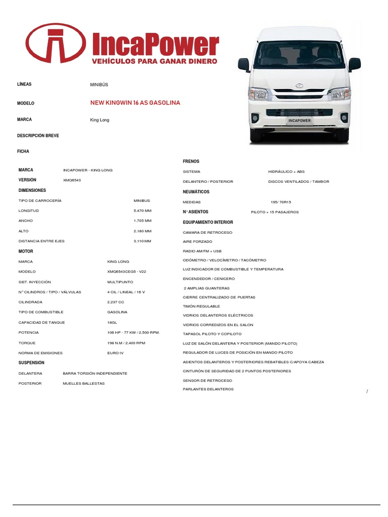 FICHA-TECNICA-NEW-KINGWIN-16-AS-GASOLINA-CONVERTIDO | PDF | Transporte ...