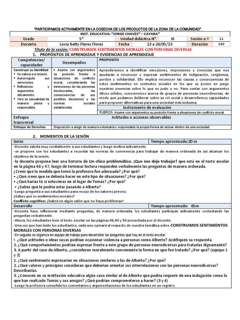 Sesion #11 DPCC 5° 2023 | PDF | Evaluación | Moralidad