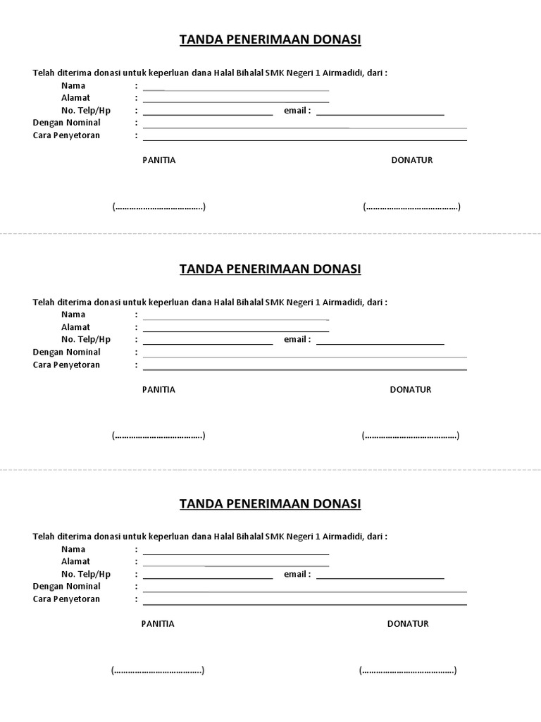 Tanda Terima Donasi Halal Bihalal | PDF