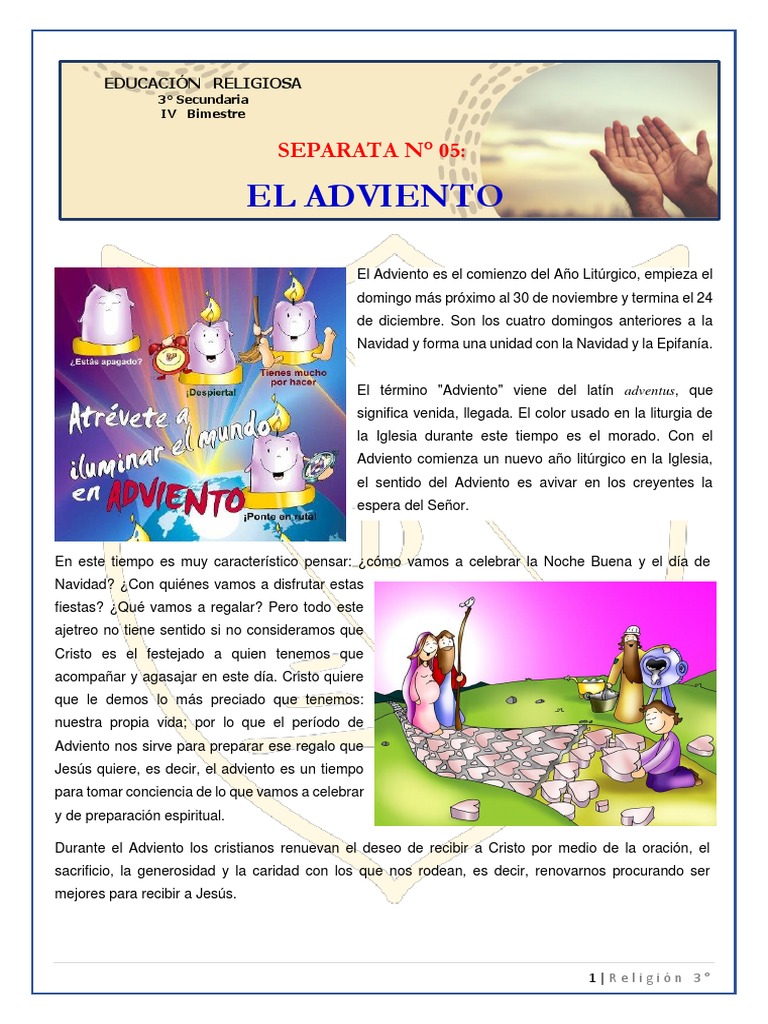 22 Religión S3 - Separata 05 - Ivb - El Adviento | PDF | Adviento | Año ...