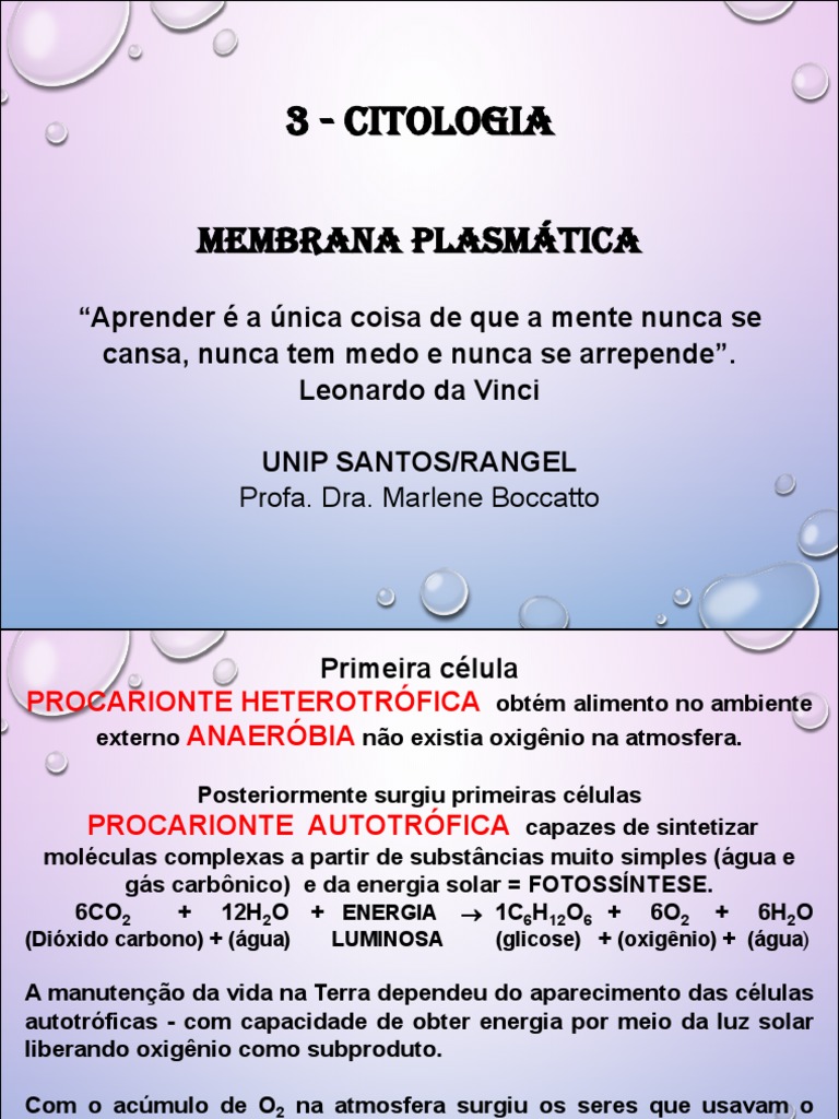 3 Mpa Citologia Membrana Plasmática Profa. Marlene Boccatto | PDF ...