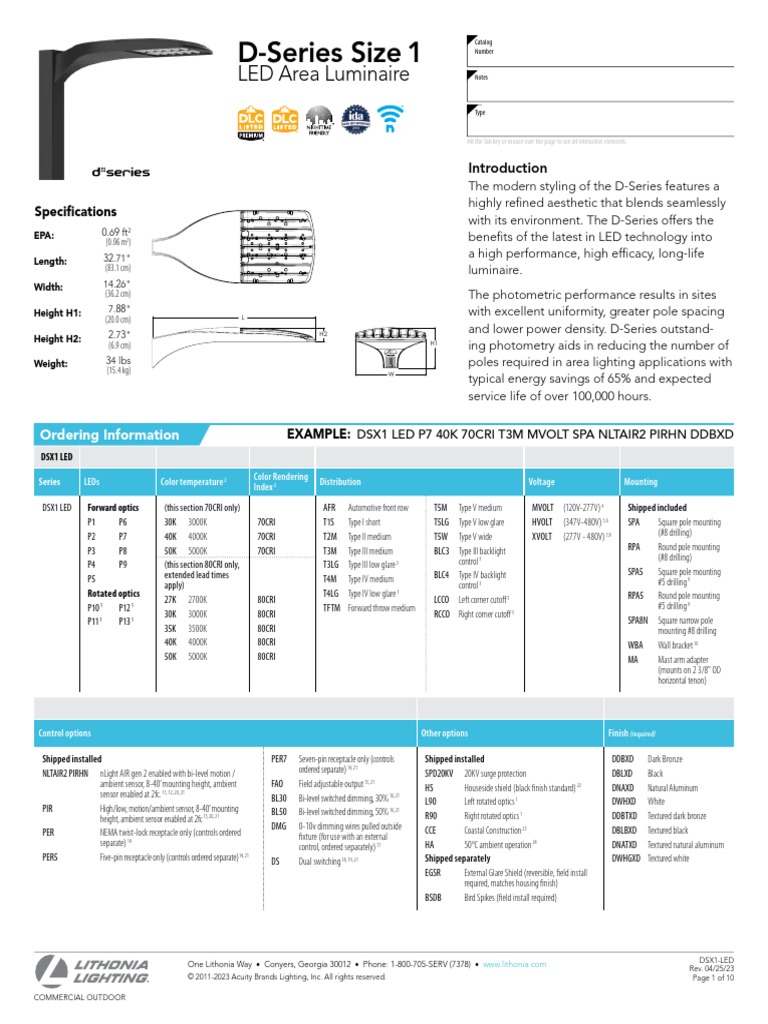 dsx1 Led | PDF | Light Emitting Diode | Lighting