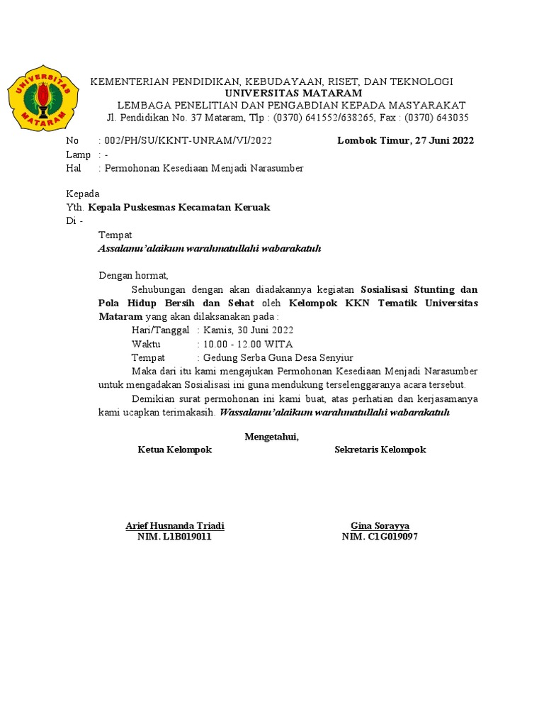 002 Surat Narasumber | PDF