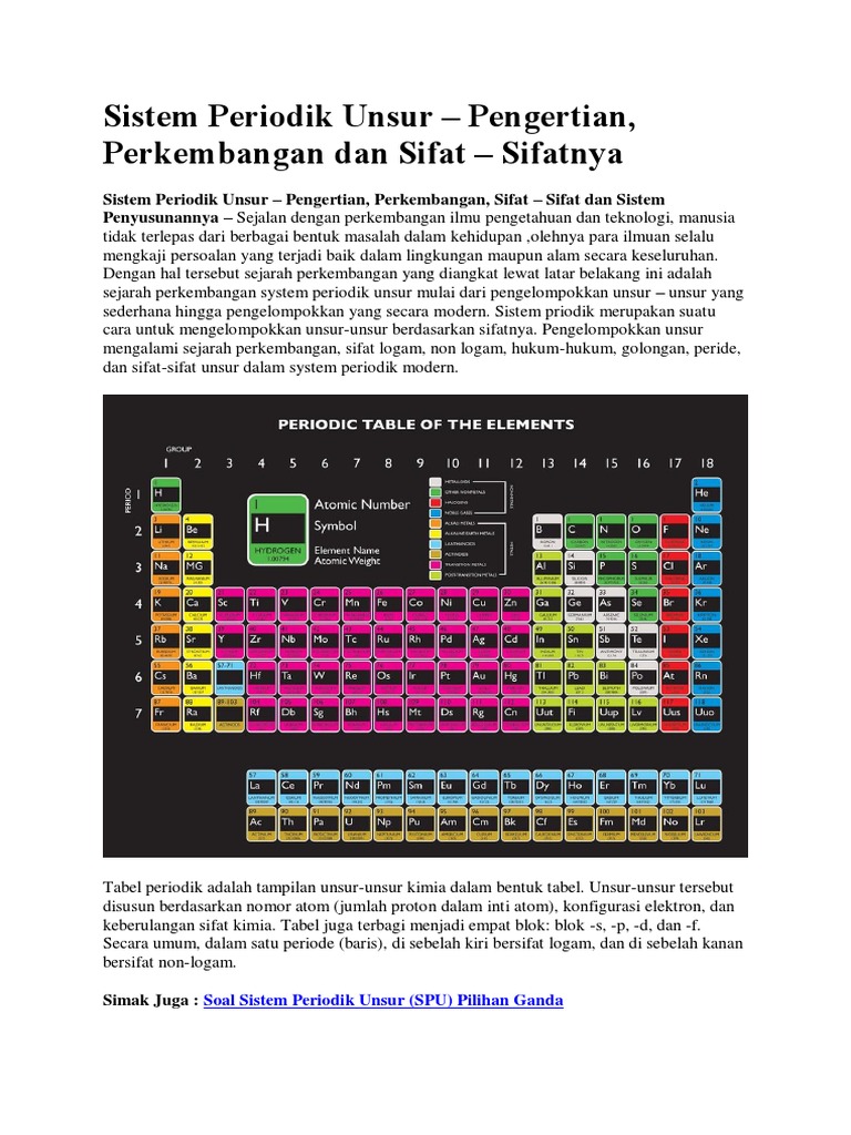 Sistem Periodik Unsur 1 | PDF