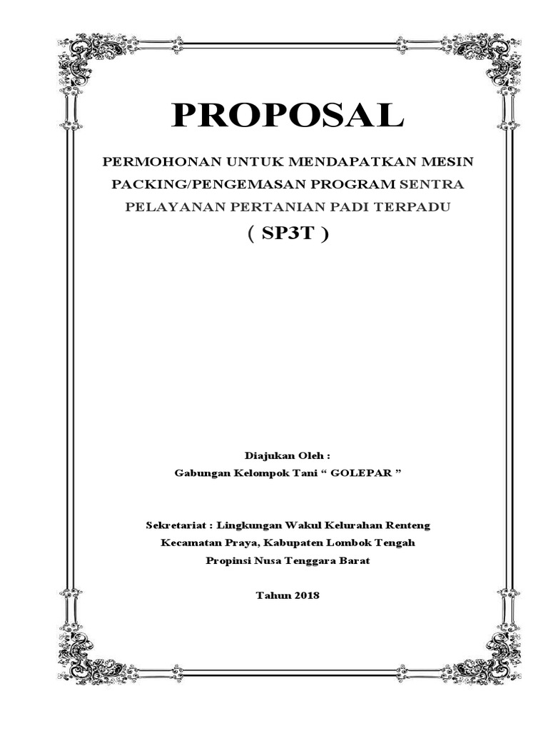 Proposal Sp3t Gapoktan Bismillah | PDF