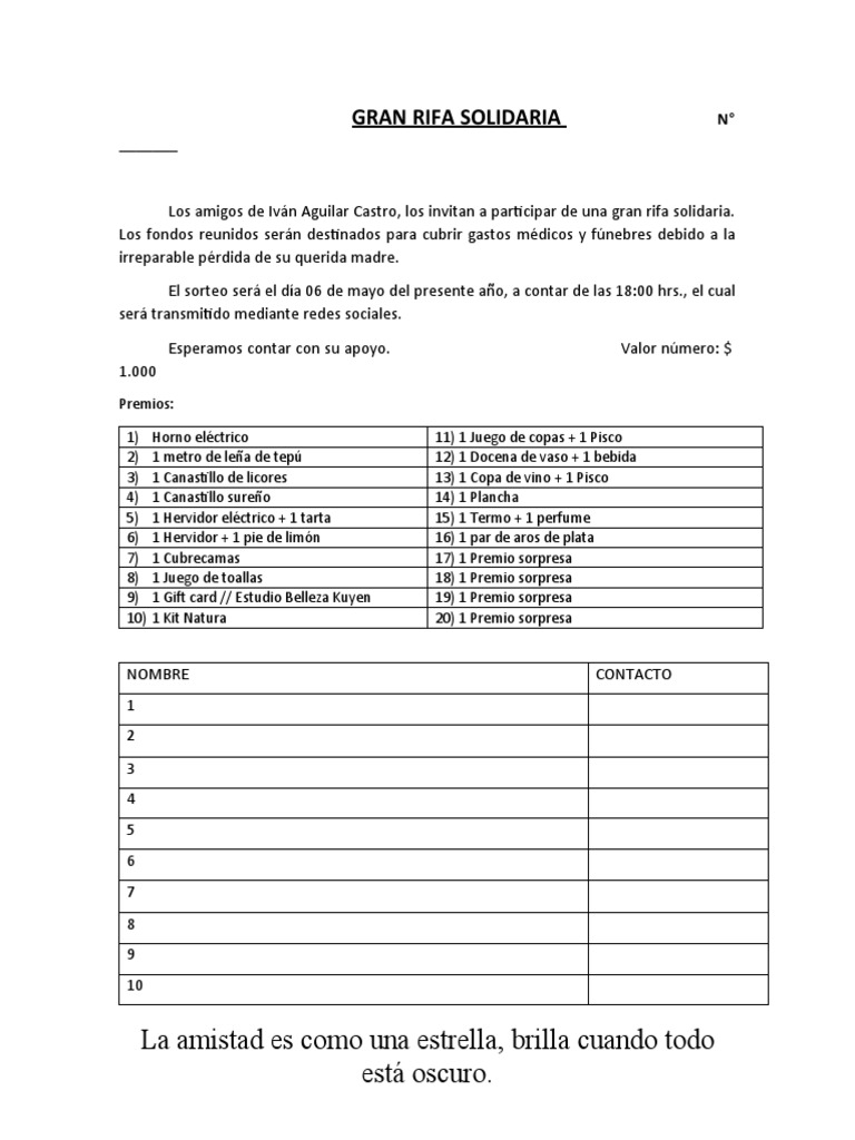 Gran Rifa Solidaria | PDF | Cocina, comidas y vino